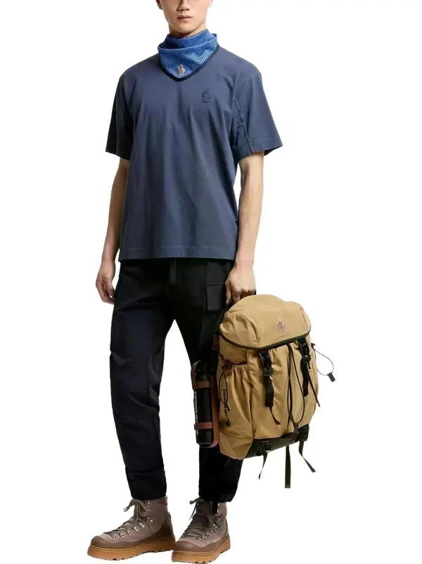 Moncler Logo Patch Cotton T-shirt - Blue