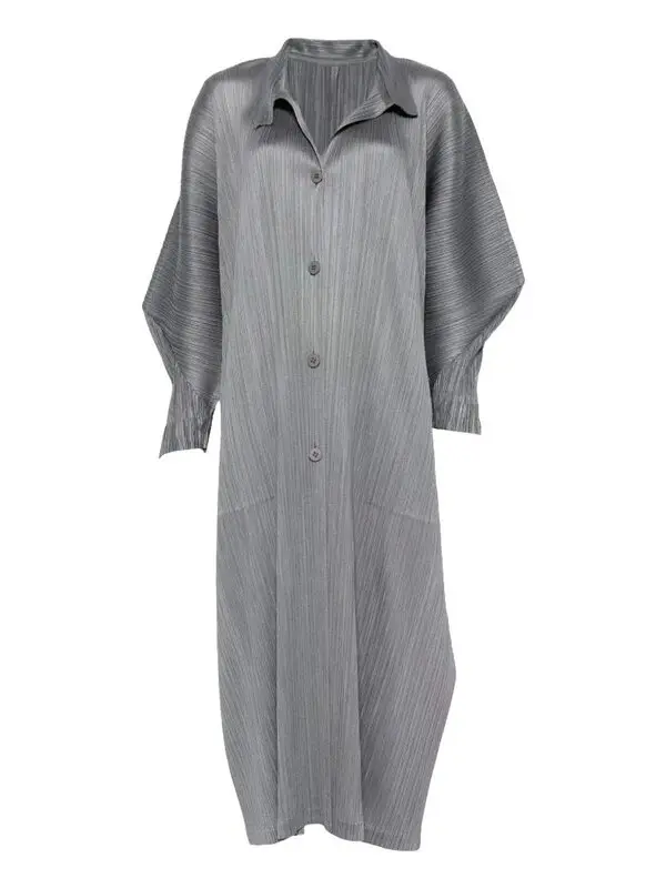 Issey Miyake Skyline Buttoned Pleated Coat - Grey