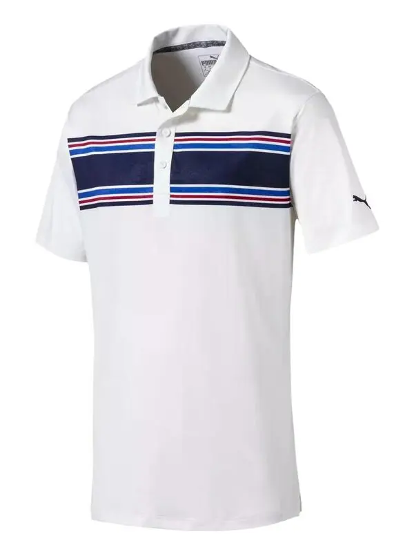 PUMA Montauk Striped Polo - White