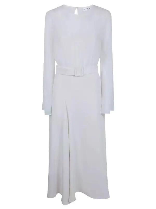 P.a.r.o.s.h Belted Long-sleeved Dress - White