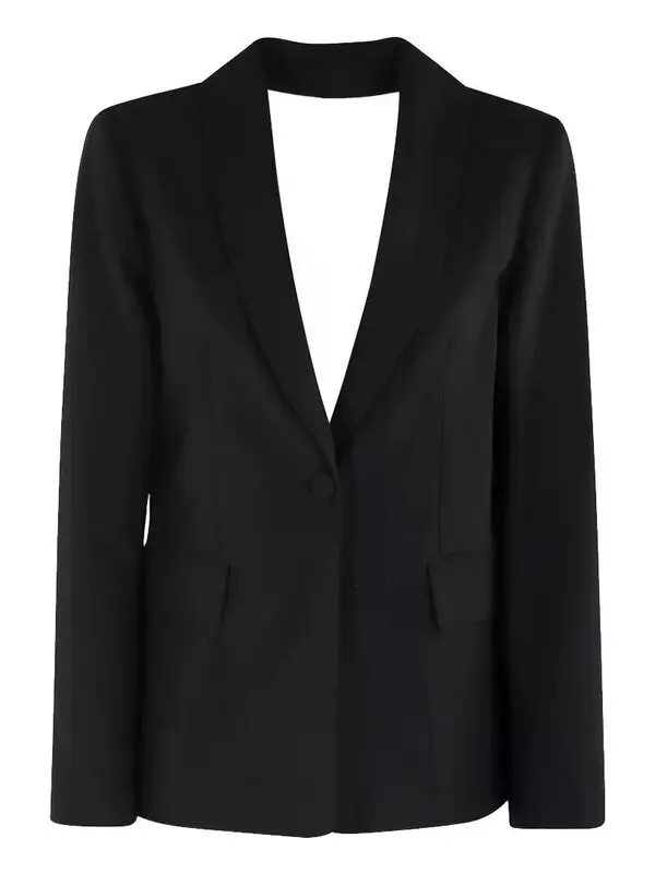 SEMICOUTURE Shawl Collar Single-button Blazer - Black