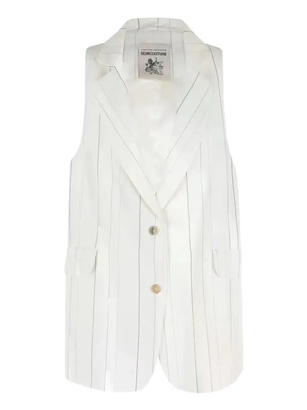 SEMICOUTURE Pinstripe Buttoned Waistcoat - White