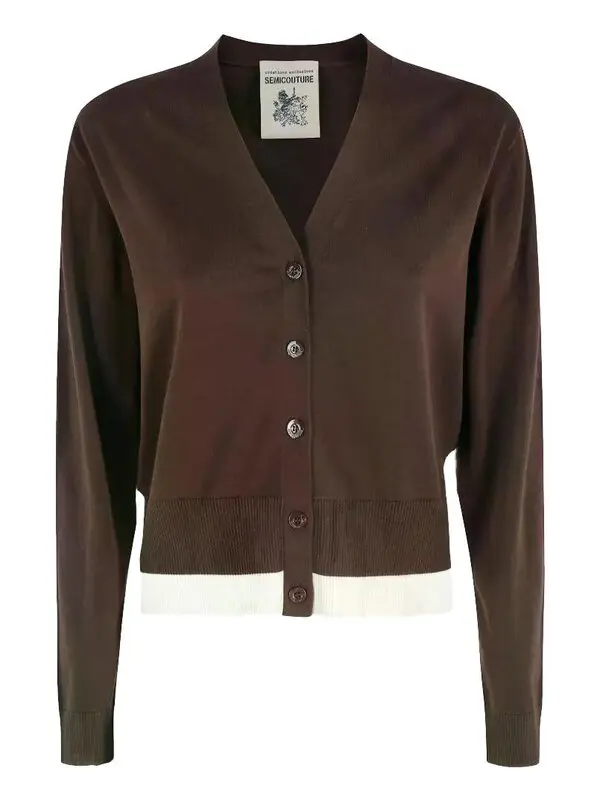 SEMICOUTURE V-neck Cardigan - Brown