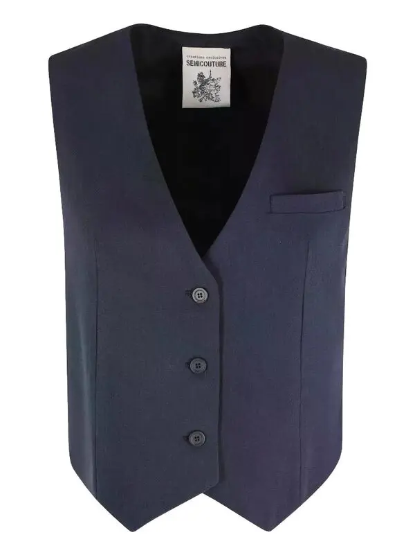 SEMICOUTURE Button Waistcoat - Blue
