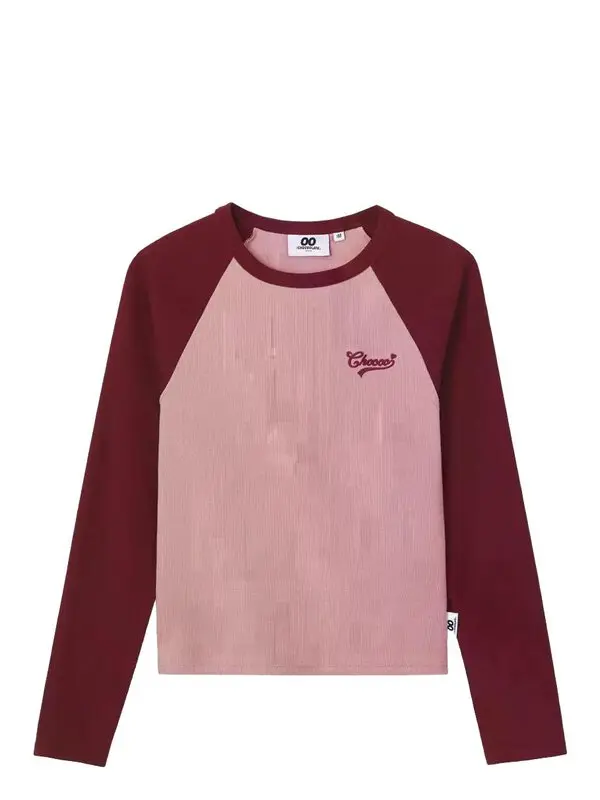 CHOCOOLATE Long-sleeve Ribbed T-shirt - Pink