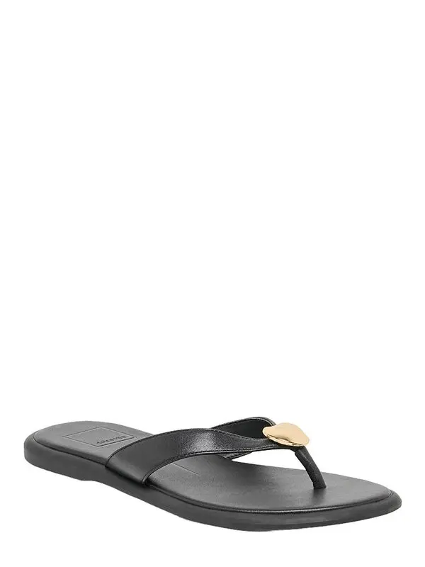 Dolce Vita Jaina Flip Flops - Black Leather