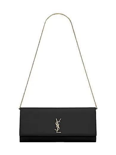 Saint Laurent Kate Clutch In Grain De Poudre Leather - Black