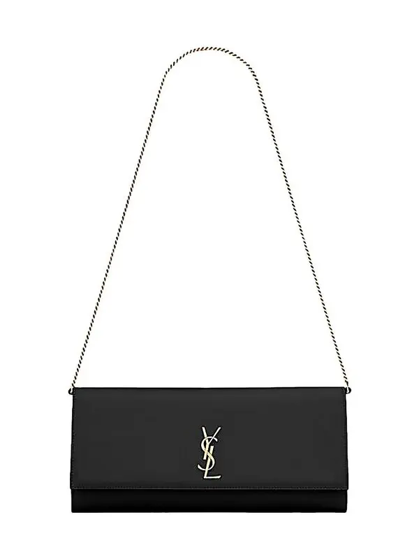 Saint Laurent Kate Clutch In Grain De Poudre Leather - Black