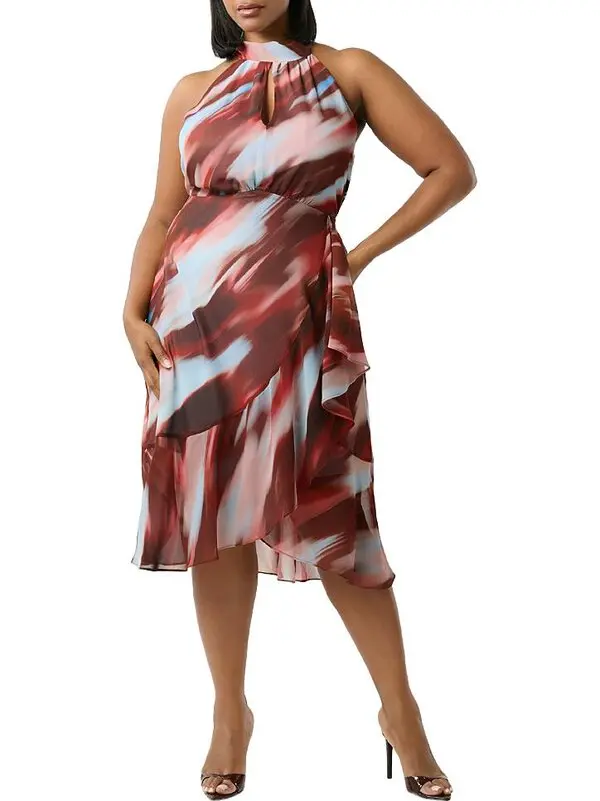 ESTELLE Madelena Printed Halter Dress - Sunkissed Sky
