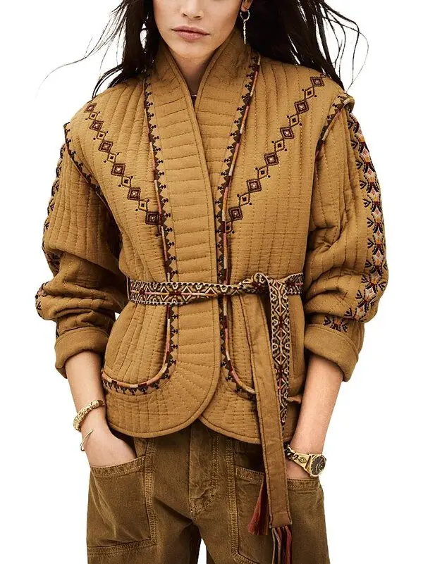 Ba&sh Quilted Cotton Jacket - Camel