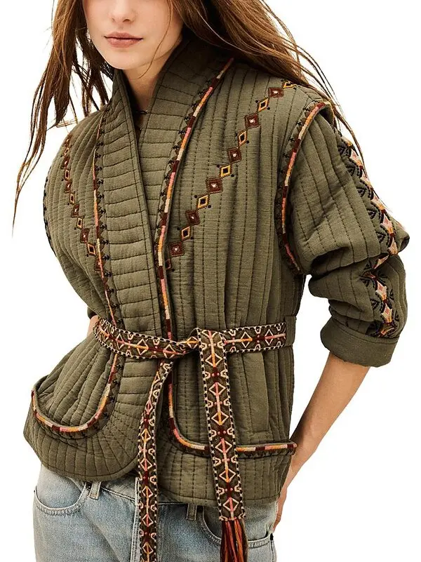 Ba&sh Quilted Cotton Jacket - Khaki