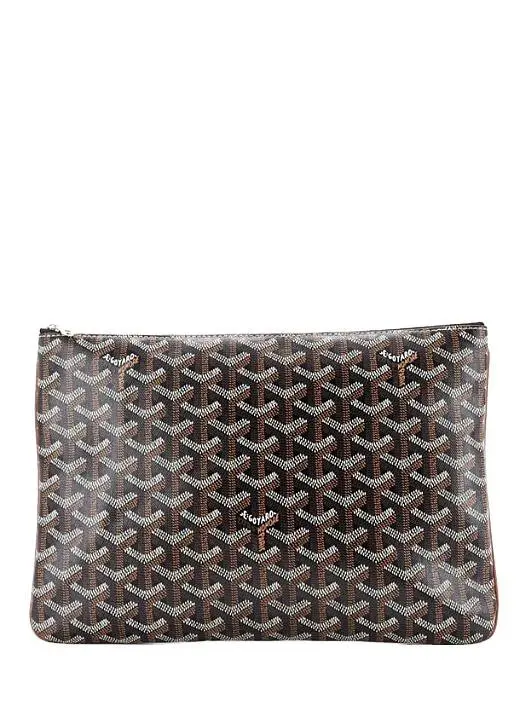 Goyard Mm Senat Zip Pouch Coated Canvas - Black