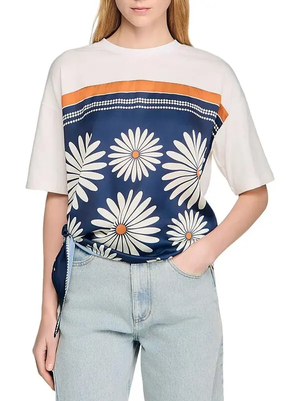 Sandro Scarf Print Tee - Deep Blue