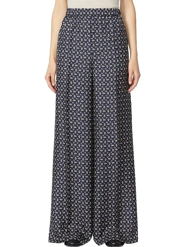 Max Mara Vischio Wide Leg Silk Pants - Ultramarine