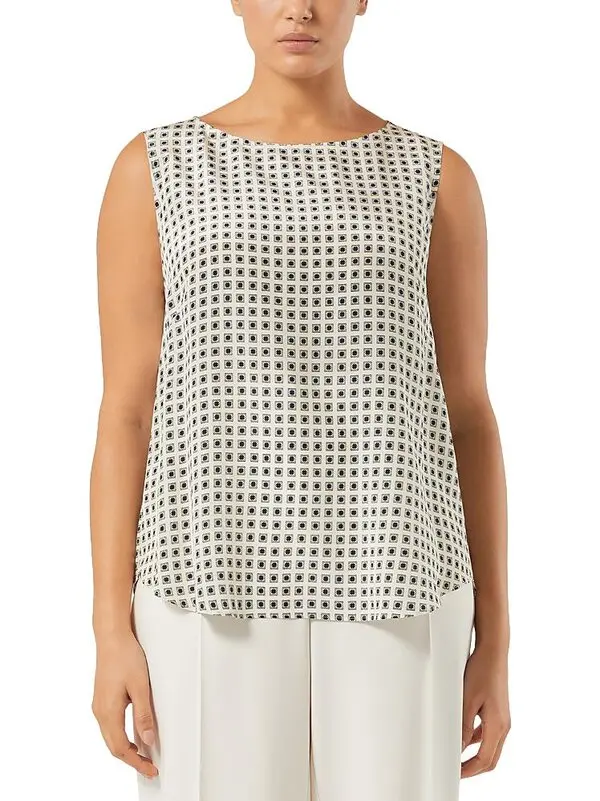Marina Rinaldi Silk Printed Sleeveless Top - Ivory