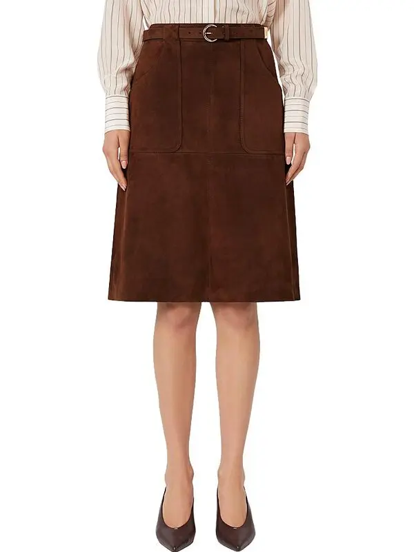 Max Mara Msttennis Suede Skirt - Chocolate