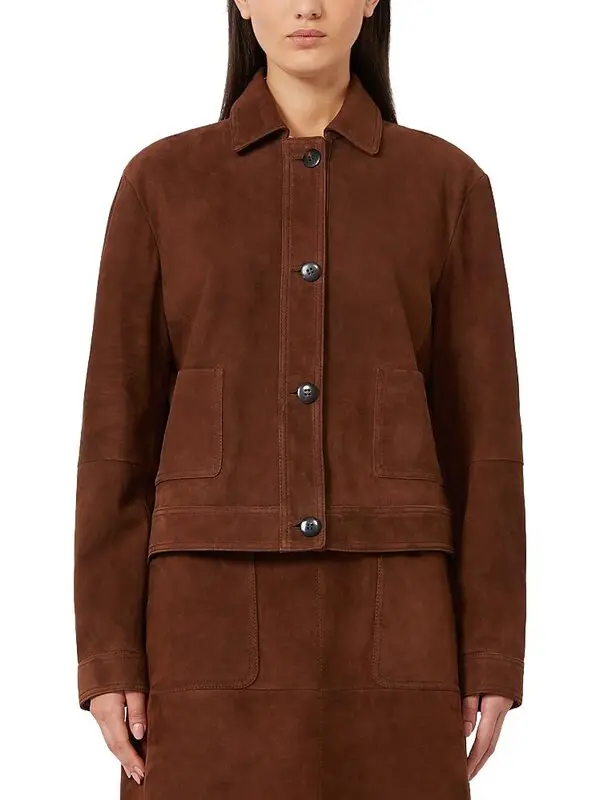 Max Mara Mstbaia Suede Jacket - Chocolate