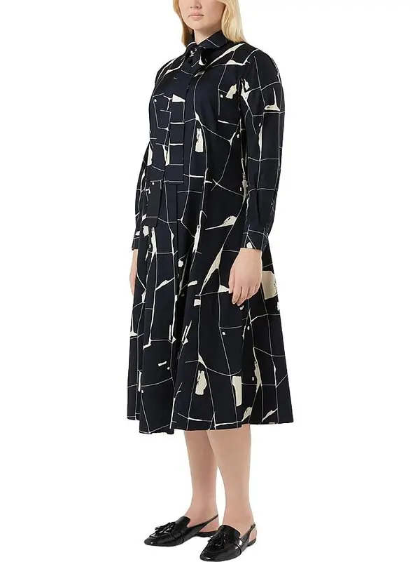 Marina Rinaldi Printed Cotton Shirt Dress - Midnight Blue