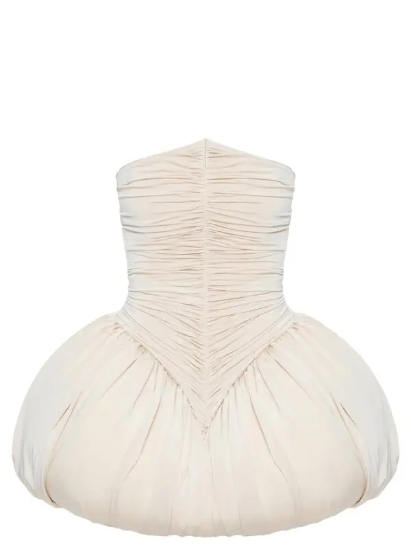 BALYKINA Clara Ruched Bubble Mini Dress - Ivory