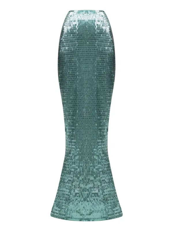 BALYKINA Sequined Maxi Skirt - Turquoise