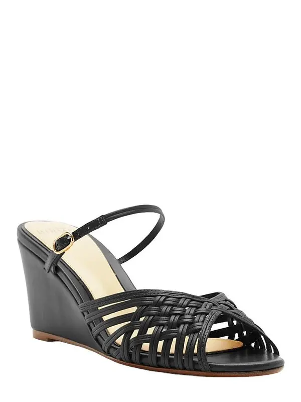 ALEXANDRE BIRMAN Lillian Leather Wedge Sandals - Black