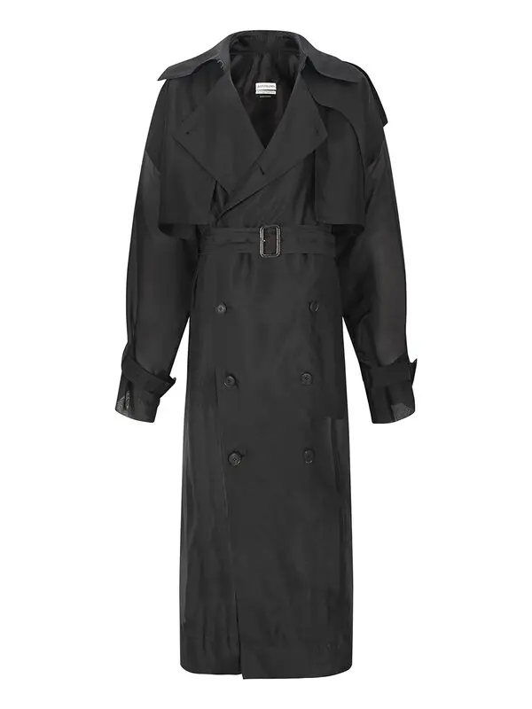 JULYCOLUMN Silk Trench Coat - Black