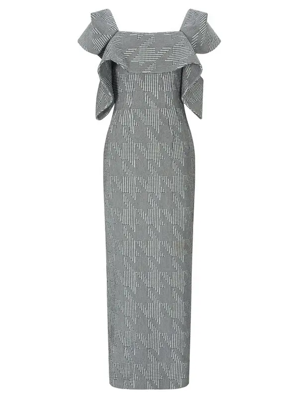JULYCOLUMN Kiwa Jacquard Wing Maxi Dress - Dark Wash