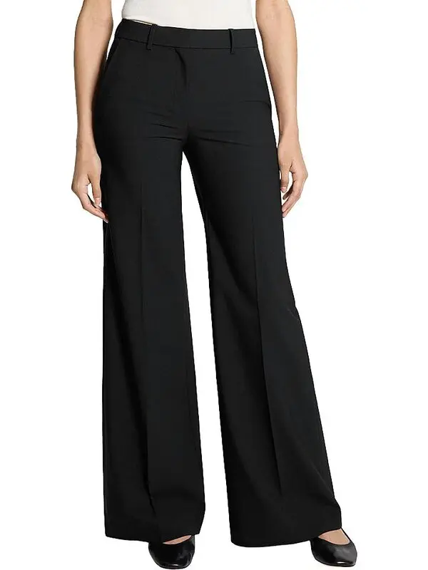 Theory Wool Blend Flared Pants - Black
