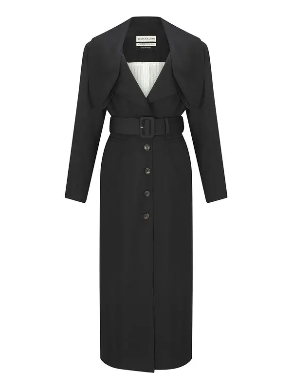 JULYCOLUMN Kiwa Wool-silk Maxi Coat - Black