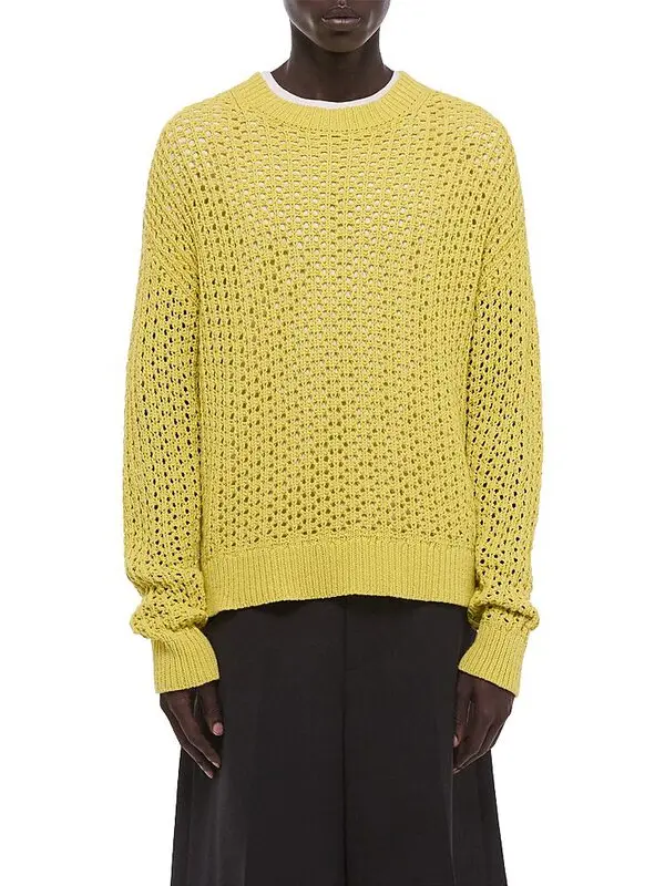 Helmut Lang Open Stitch Crewneck Sweater - Chartreuse