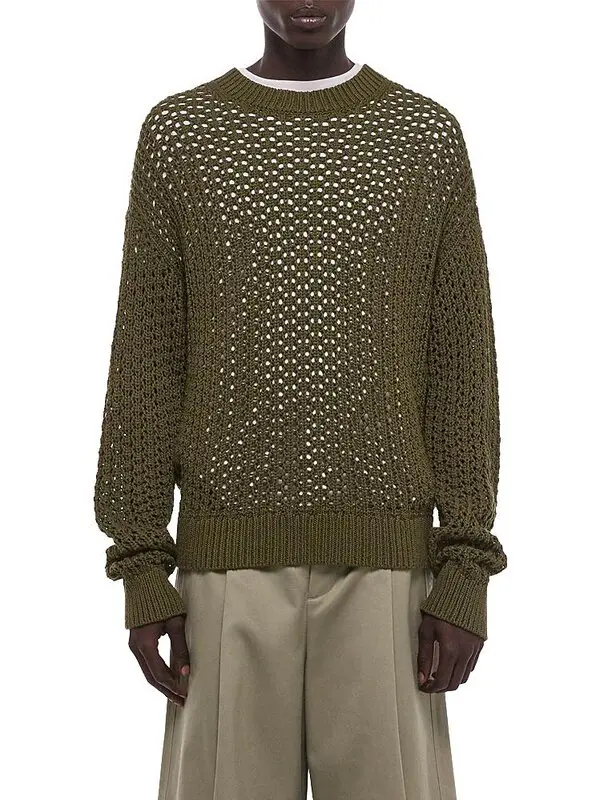 Helmut Lang Open Stitch Crewneck Sweater - Olive