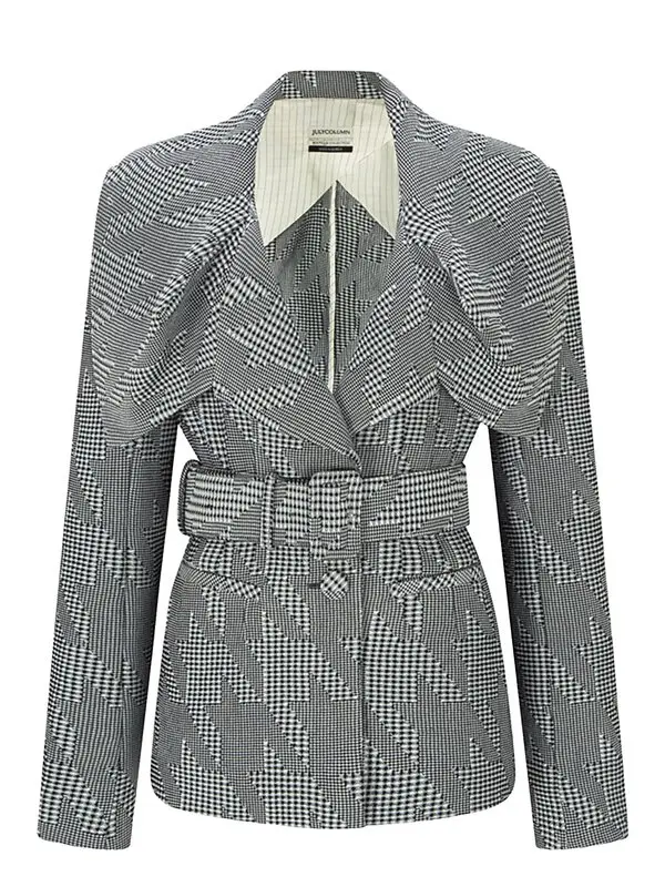 JULYCOLUMN Kiwa Jacquard Tailored Jacket - Dark Wash