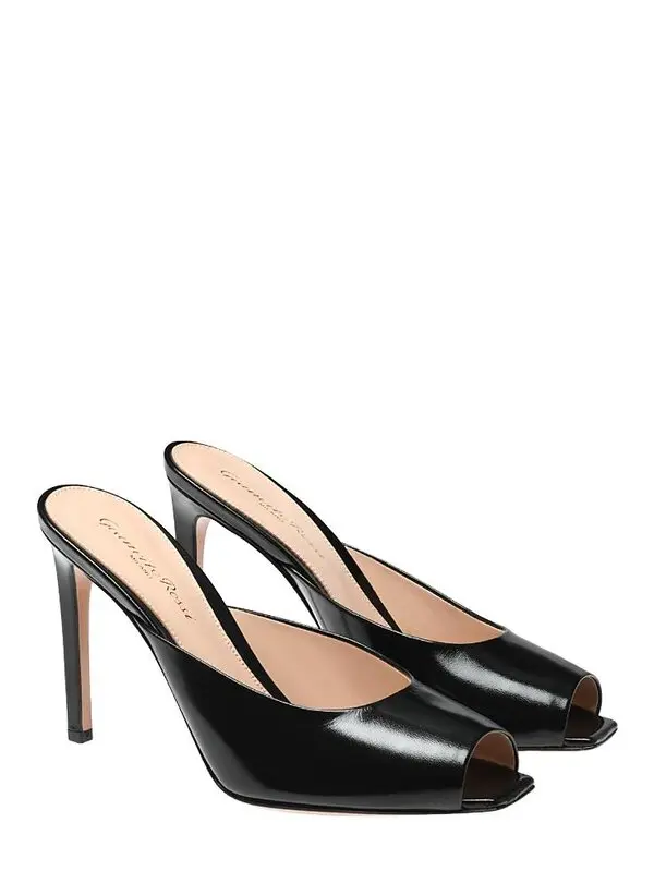 GIANVITO ROSSI Ethel Mules - Black Glossy Nappa Leather