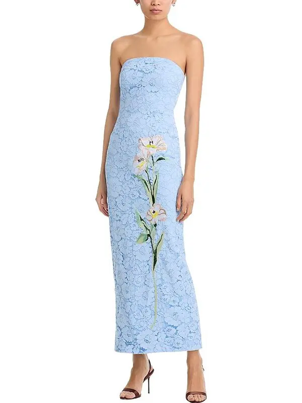 MILLY Dolores Lace Embroidered Dress - Light Blue