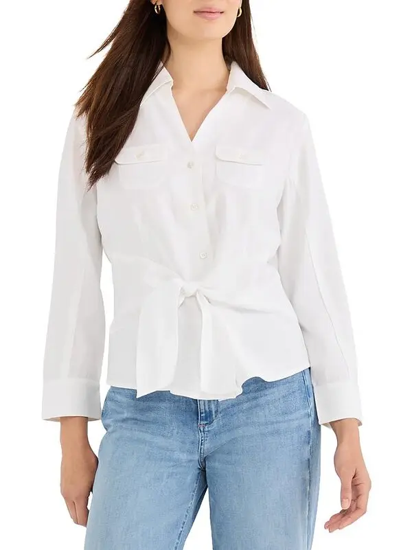 NIC+ZOE Iconic Tie Front Shirt - Paper White