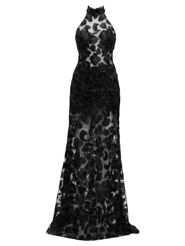 Francisco Arce Thal Appliqué Maxi Dress - Black