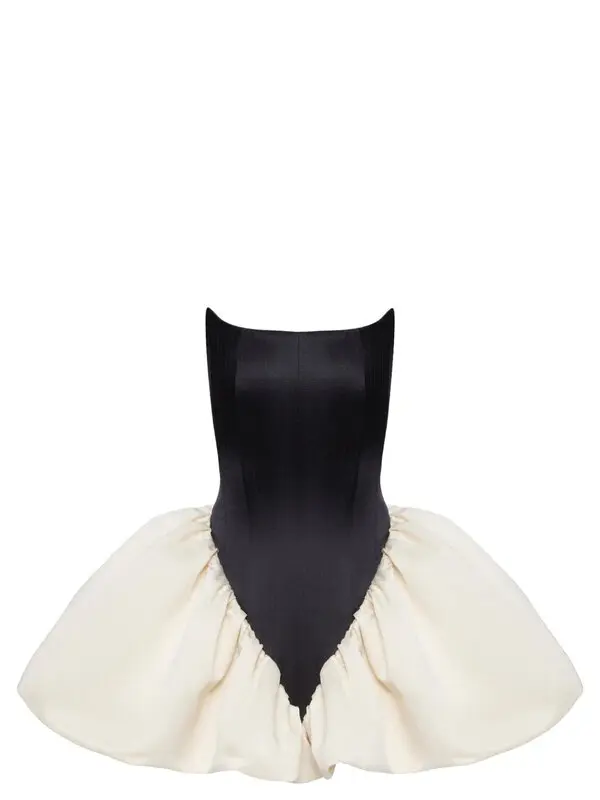 BALYKINA Cady-satin Bubble Mini Dress - Black