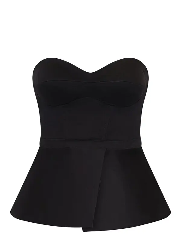 ANDRES OTALORA Strapless Corset Top With Draped Skirt Detail - Black