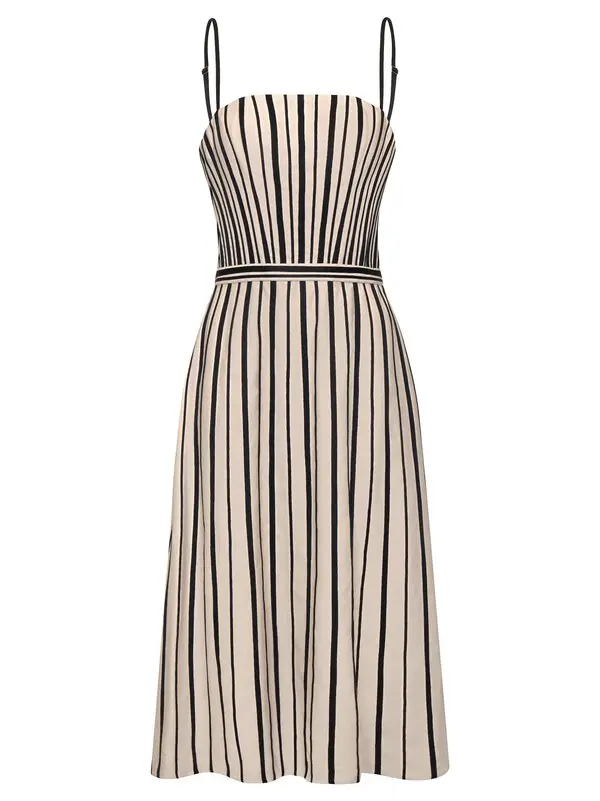 ANDRES OTALORA Donde Reposa Embroidered Midi Dress - Nude