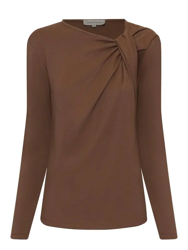 ANDRES OTALORA Lo Ancestral Twist-detailed Stretch-cotton Top - Brown