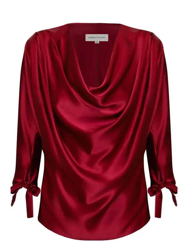 ANDRES OTALORA Draped Silk Blouse - Red