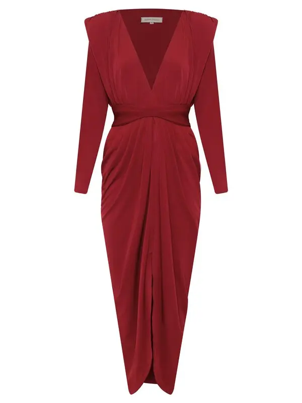 ANDRES OTALORA Tu Voz Belted Midi Dress - Red