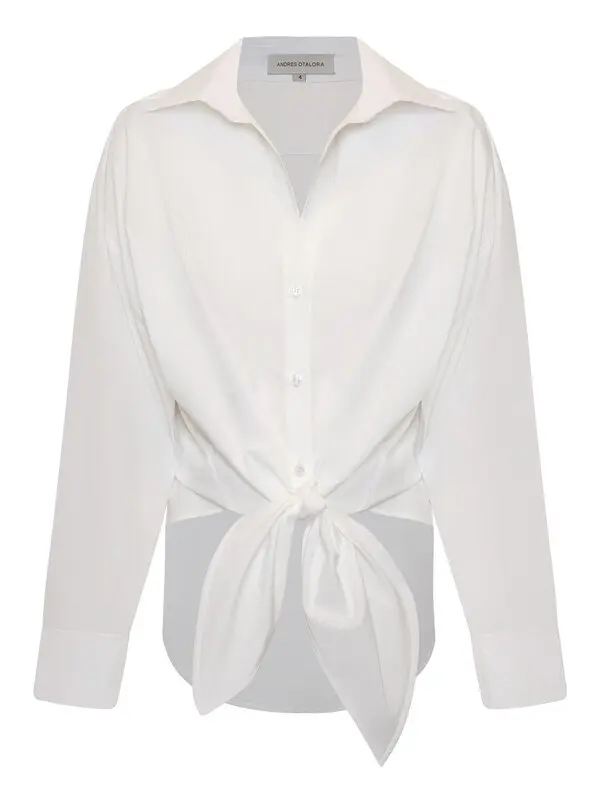 ANDRES OTALORA Cotton Shirt With Front Tie Detail - Ivory