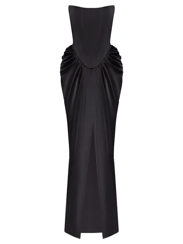 BALYKINA Iva Ruched Corset Maxi Dress - Black