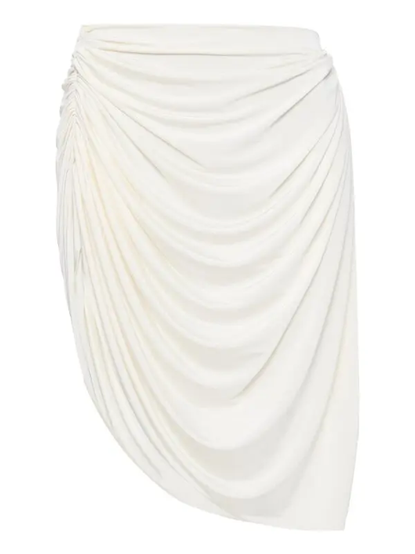 BALYKINA Satin Draped Midi Skirt - Ivory