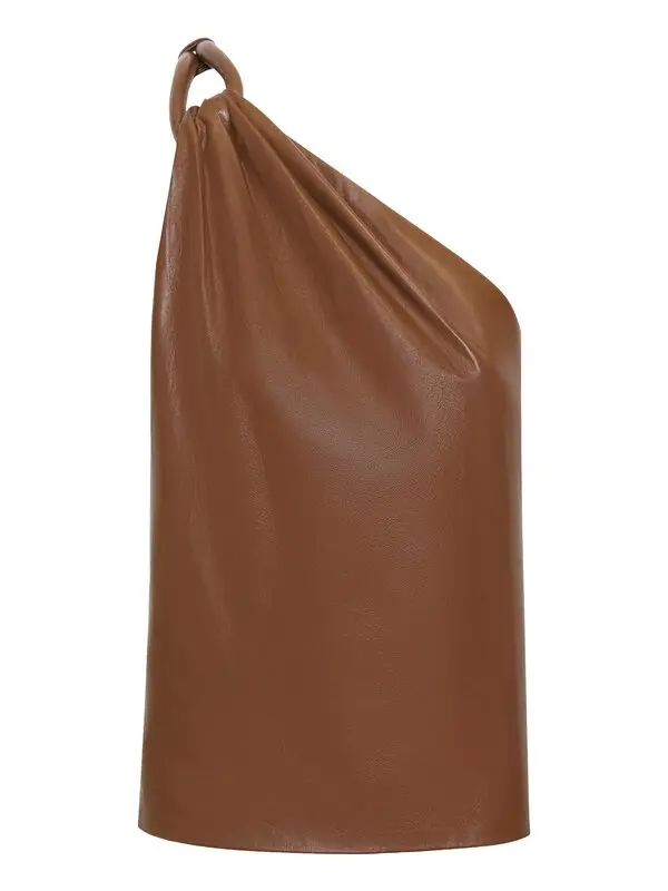 ANDRES OTALORA Trama Interior One-shoulder Leather Top - Brown