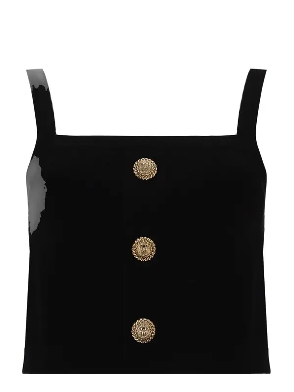 Balmain Top With Jewel Buttons - Black