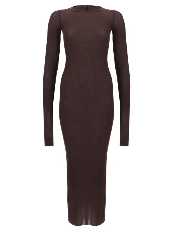Rick Owens Long-sleeved Midi Dress - Brown