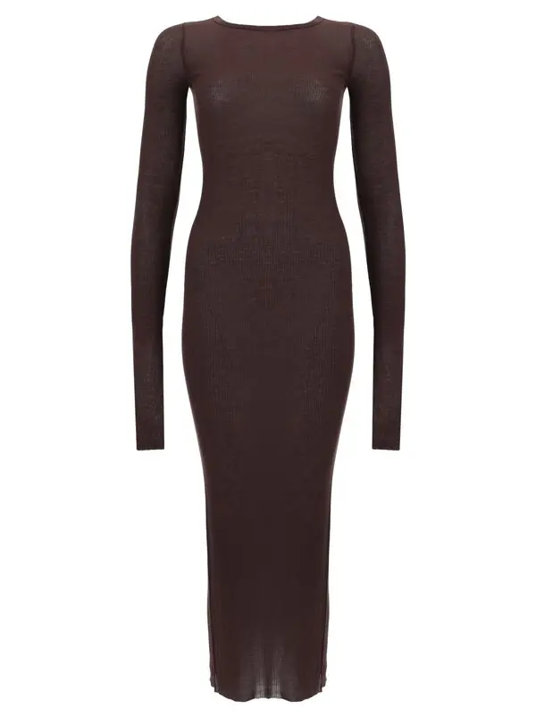 Rick Owens Long-sleeved Midi Dress - Brown