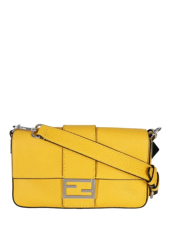 Fendi Selleria Leather Baguette Bag - Yellow